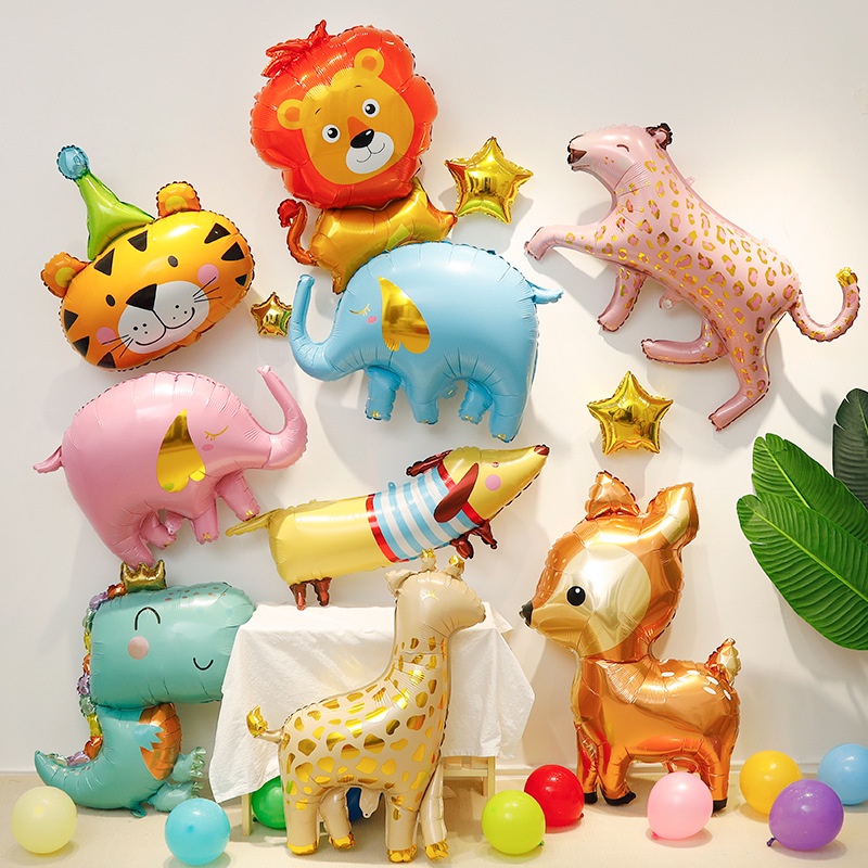 Cartoon animal balloon aluminum foil balloon pink leopard giraffe ...