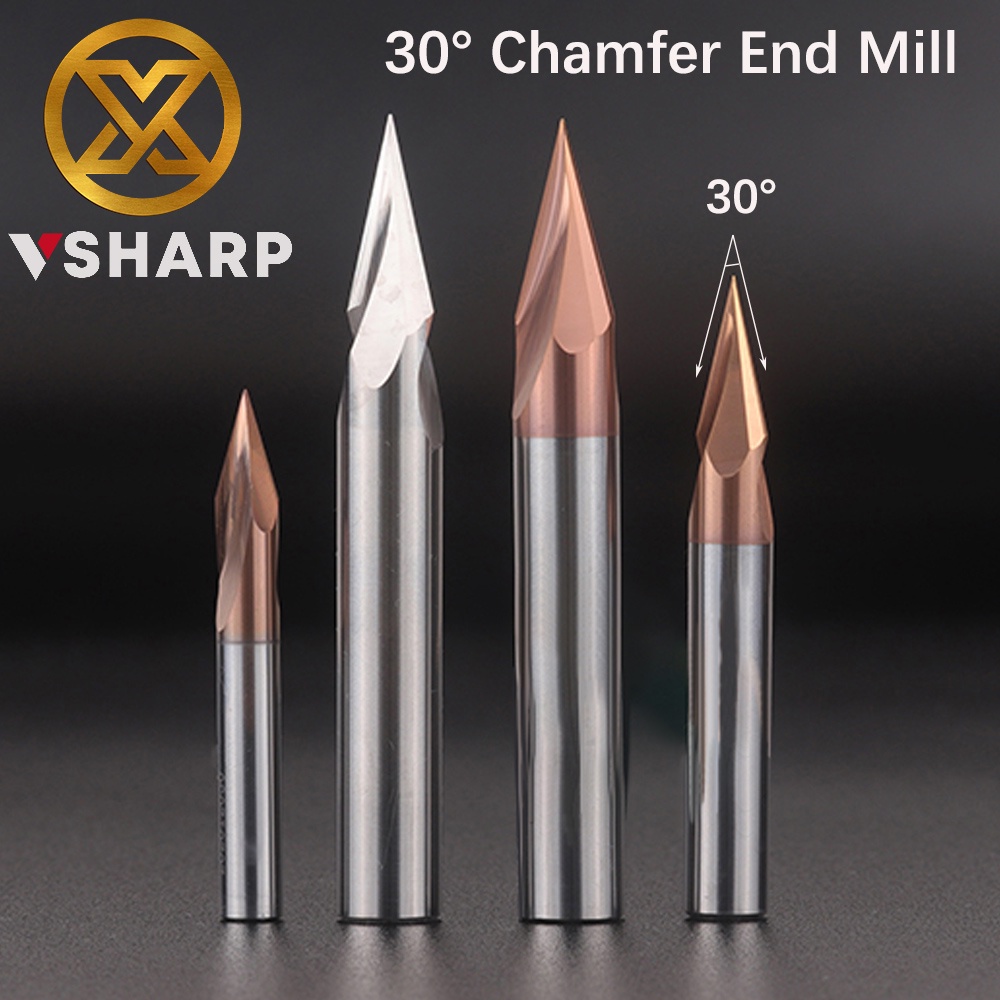 HRC55° Tungsten Steel Chamfering End Mill for Aluminum Steel 4/6/8/10mm Shank Carbide 30 Degree ...
