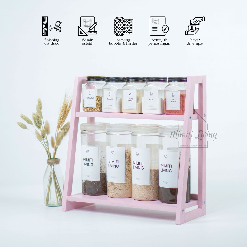 Kitchen spice rack / jar rack / aesthetic kitchen rack / pink multi ...