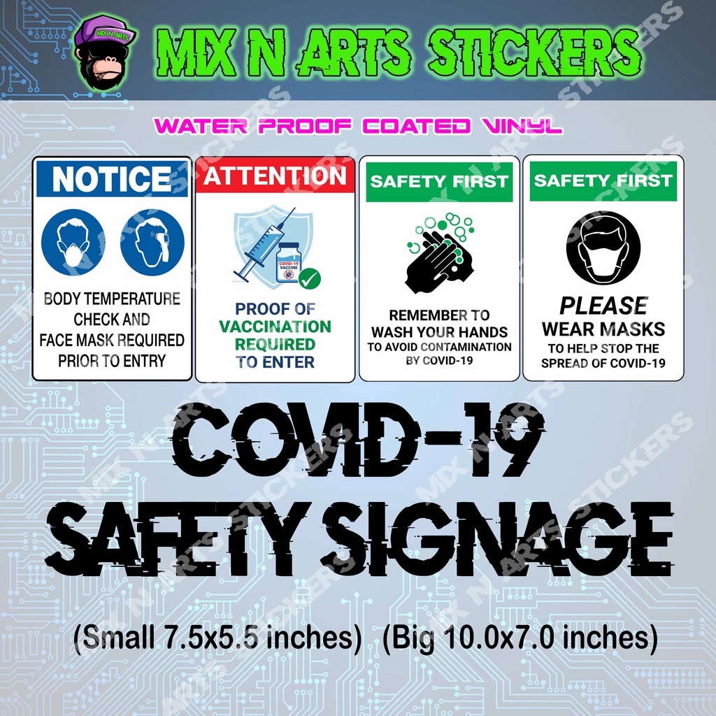 Covid 19 Safety Signage Laminated Vinyl Sticker (BIG or SMALL) | Shopee ...