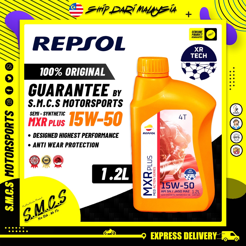 REPSOL 4T 15W50 MXR PLUS 1.2L [NEW] XR Tech SEMI SYNTHETIC 100%ORIGINAL ...