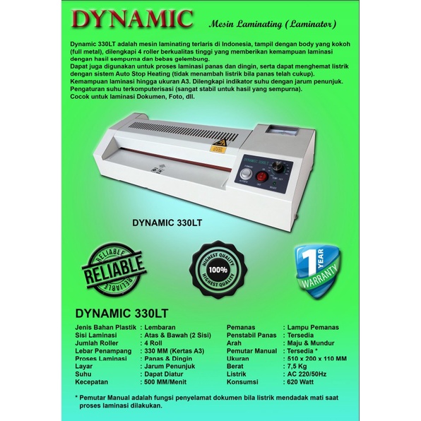 MESIN Dynamic 330LT A3 Laminating Machine - 1-year Official Warranty ...