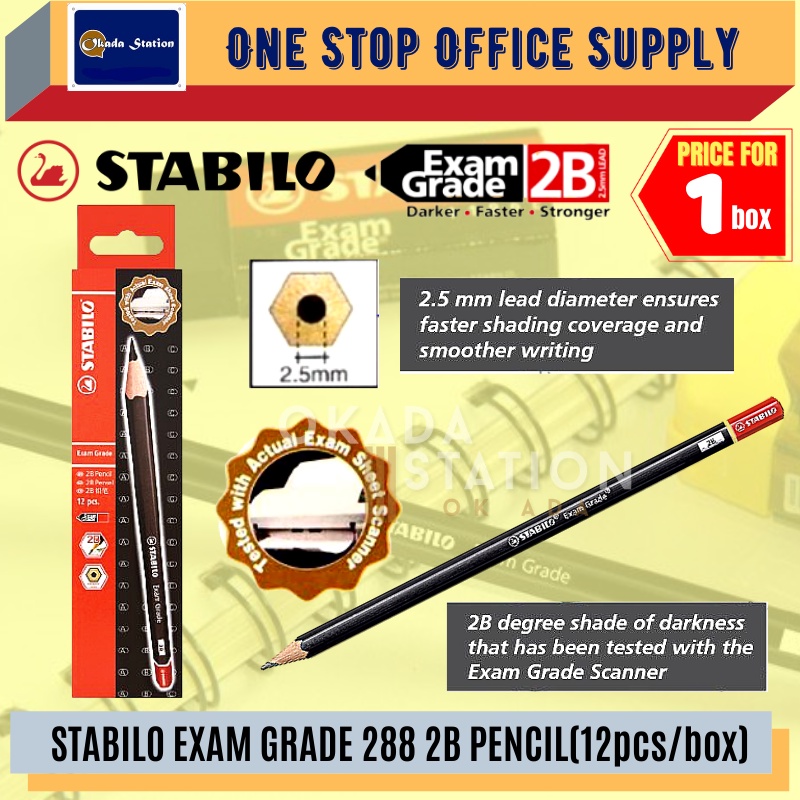 Stabilo 2B 288/12 Exam Grade Pencil (12PCS/BX) / Exam Grade 2B Pencils ...