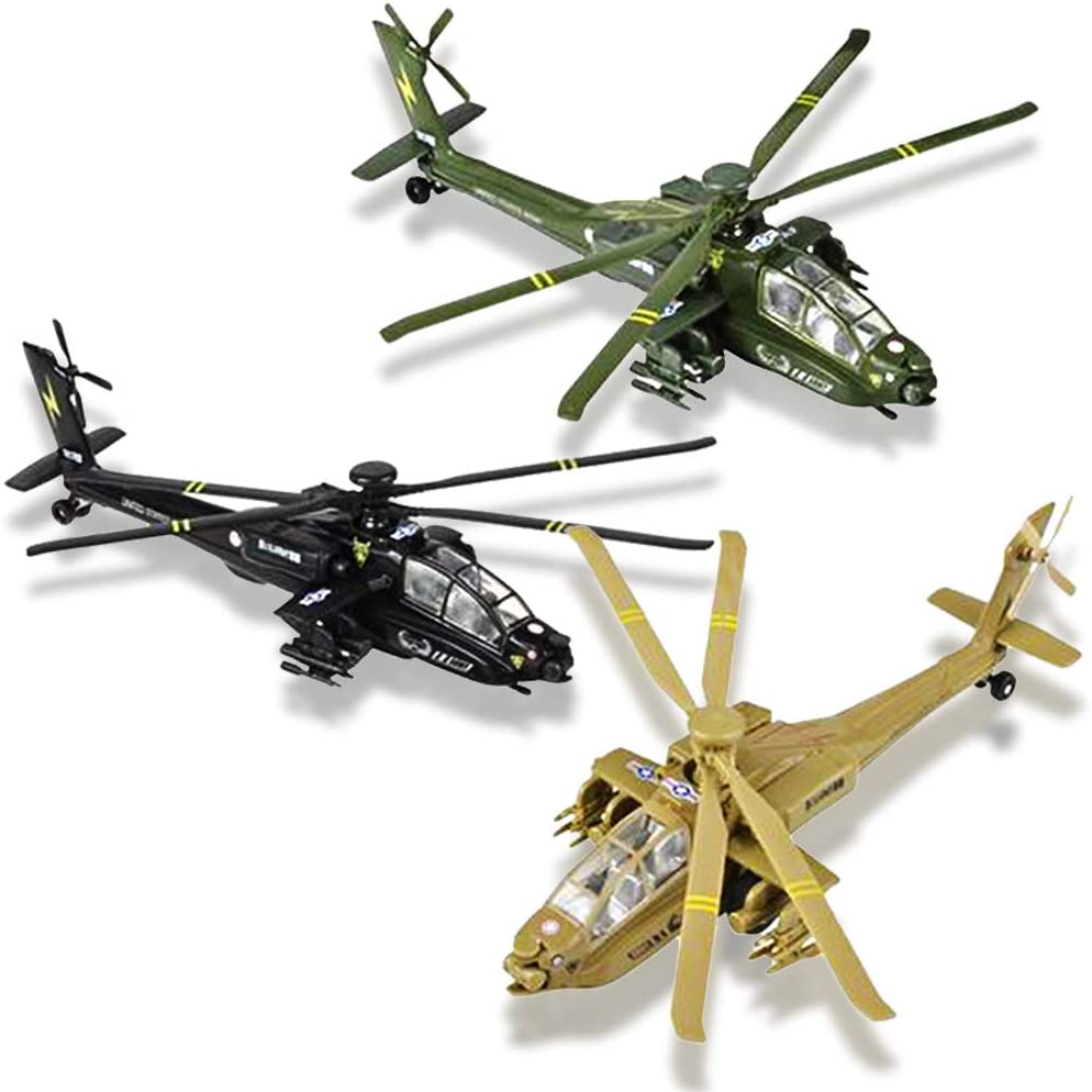 ArtCreativity Diecast Apache Helicopters with Pullback Mechanism, Set ...