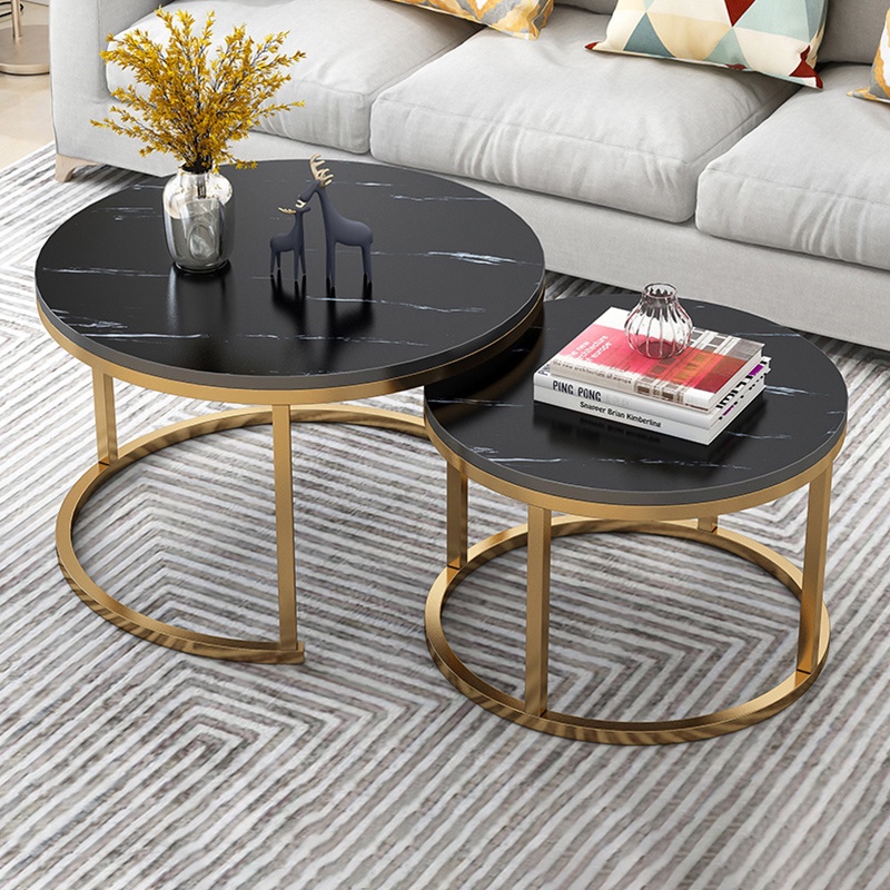 Nordic round coffee table Modern minimalist side table Marble round ...