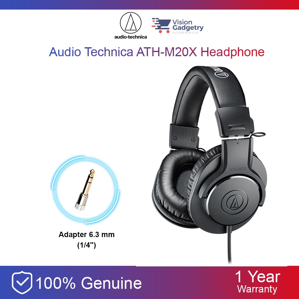 Audio Technica ATH-M20x ATH-M20xBT Professional Studio Monitor Headphones (ATH M20X) | Shopee ...
