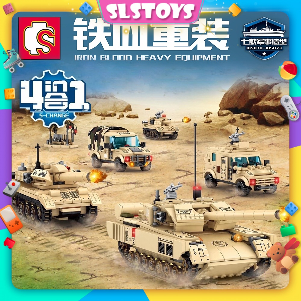 [4 IN 1] Sembo Block Military Land Soldier Army Tank Jeep Vehicle ...