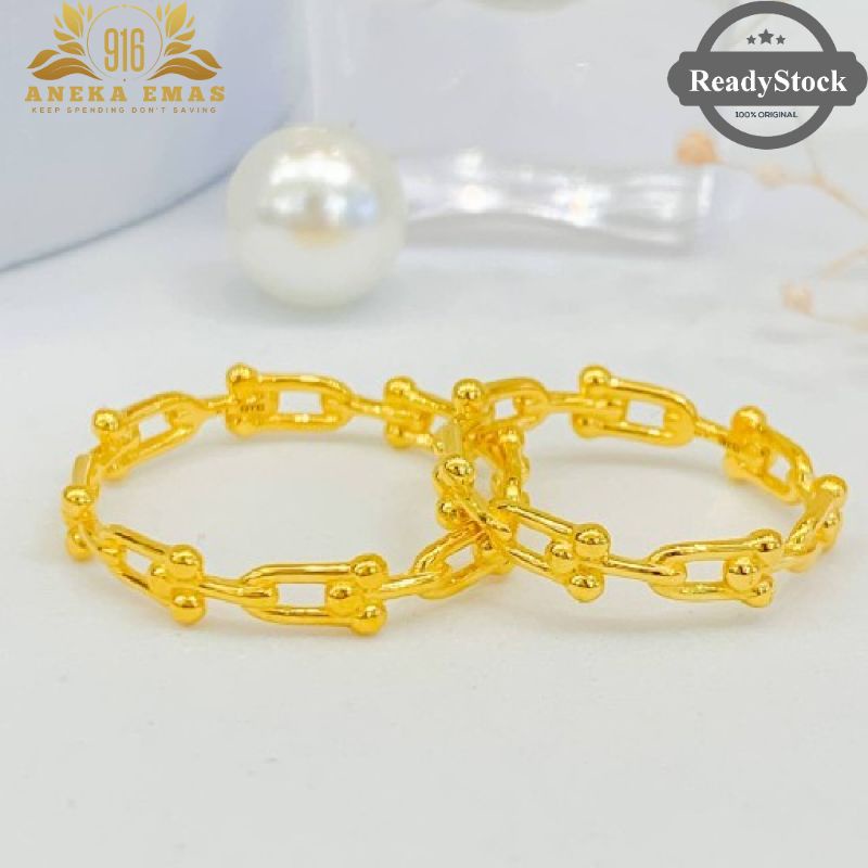 Cincin Emas Fesyen Hardware Gold Ring | Gold 916 💯 Original | Shopee ...