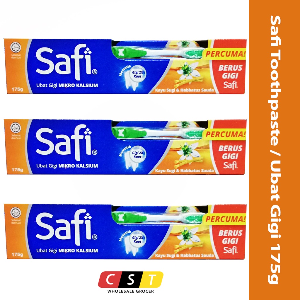 SAFI Ubat Gigi Kayu Sugi 175G X 3 Units (Percuma Berus Gigi) | Shopee ...