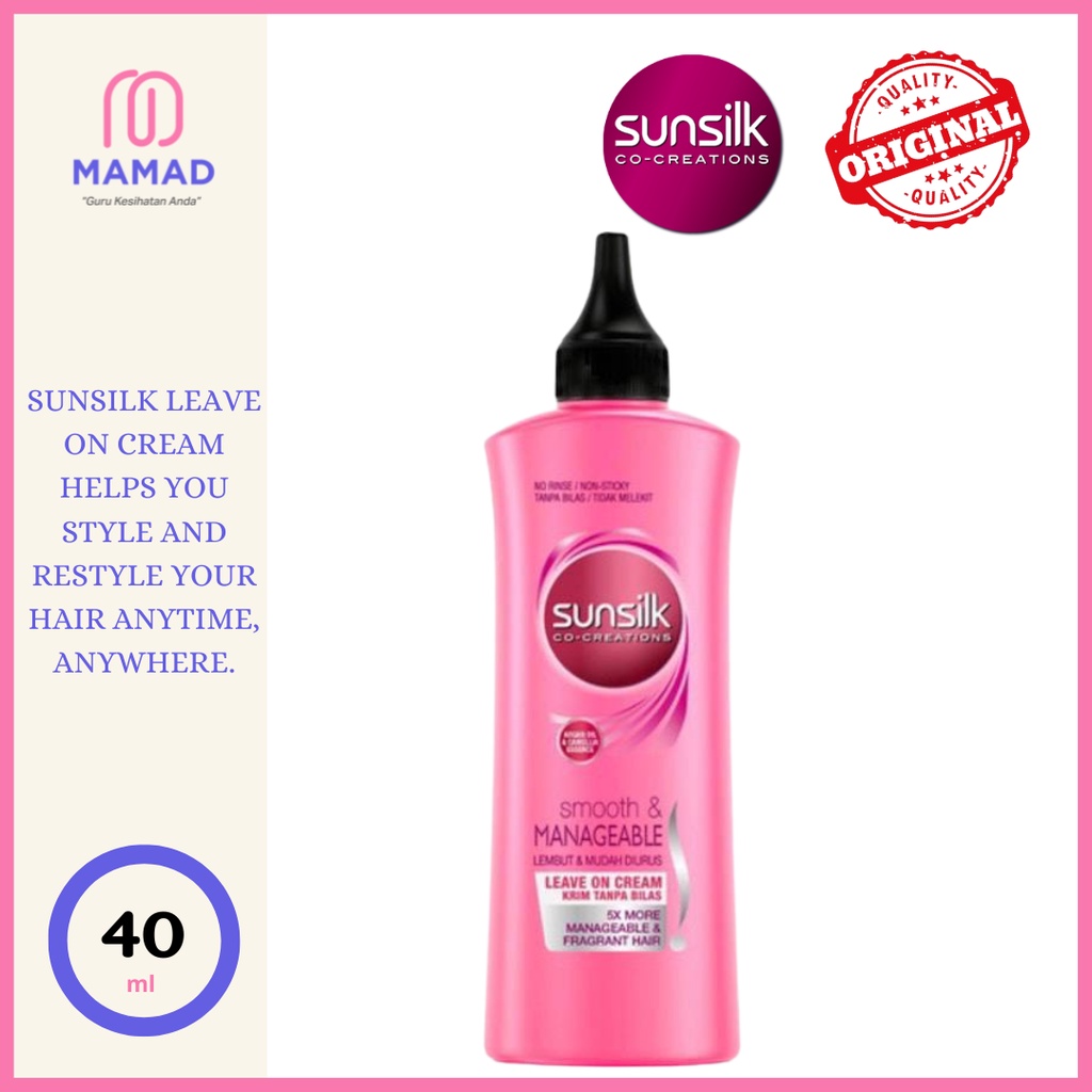 SUNSILK LEAVE ON CREAM SMOOTH&MANAGEABLE/TANPA BILAS/ PERAPI RAMBUT ...