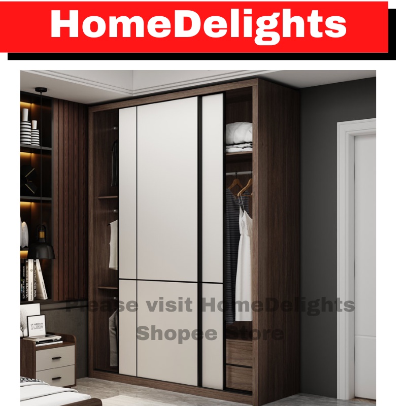 HomeDelights Modern Sliding Door Wardrobes Almari Baju | Shopee Malaysia
