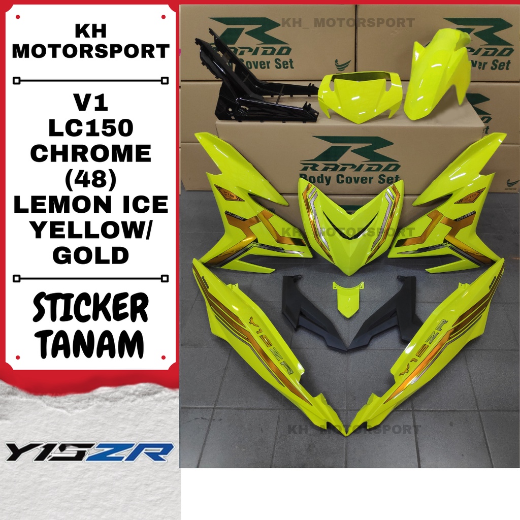 YAMAHA Y15 Y15ZR V1/V2 LC150 CHROME (48) LEMON ICE YELLOW/GOLD STICKER ...