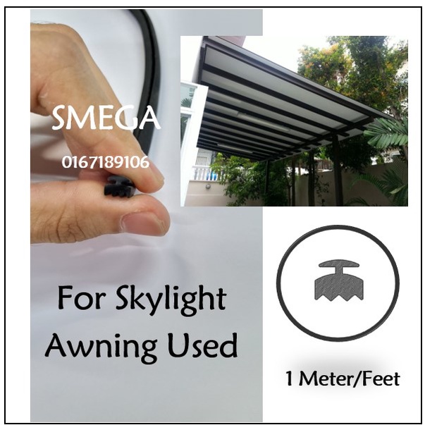 SMEGA 5704 (Meter) Awning Skylight Rubber/Gasket/ Getah Bumbung Black ...