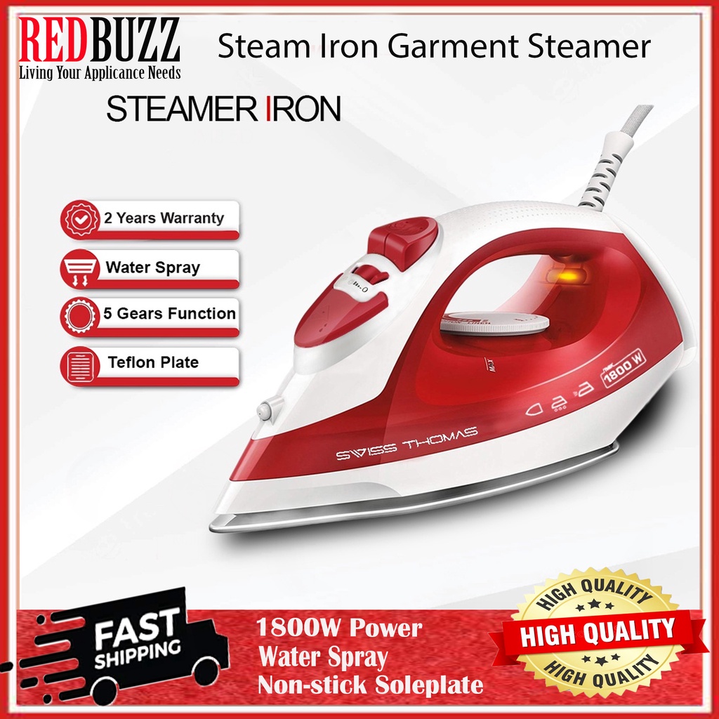 REDBUZZ Garment Steam Iron Steamer 1800W Light Weight 5 Gears Anti ...