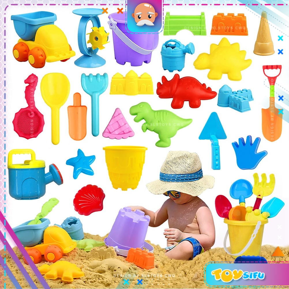 Beach Toy Set Bucket Sand Castle Truck Shovel Shape Mould Bath Mainan ...
