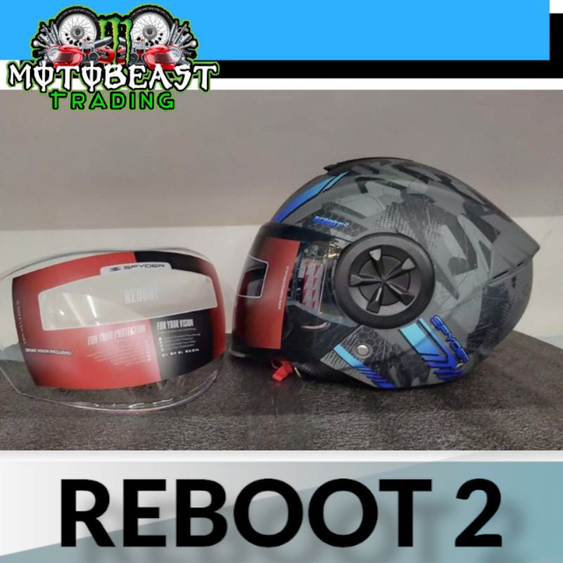 SPYDER Reboot 2 GD Half Face Single Visor Helmet w/ Free Extra Clear ...