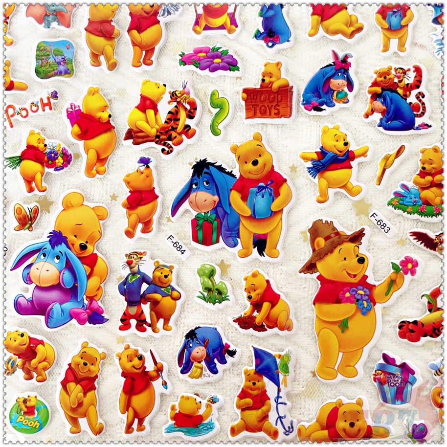 D-Cartoon Winnie The Pooh Q-2 DIY Rewards Sticker 1 Sheet 3D Puffy ...