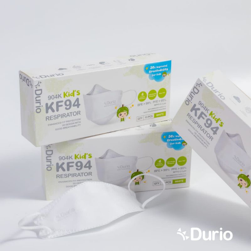 DURIO KID'S - WHITE KF94 Respirator ( 10 PCS / Box ) | Shopee Malaysia