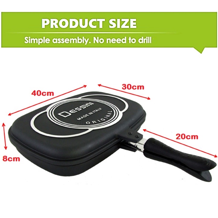 DESSINI Original Kuali Pemanggang Ajaib Non Stick Double Sided Grill ...