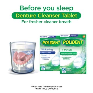 Polident Denture and Retainer Cleaning Tablets, 3 Minute Daily Cleanser ...