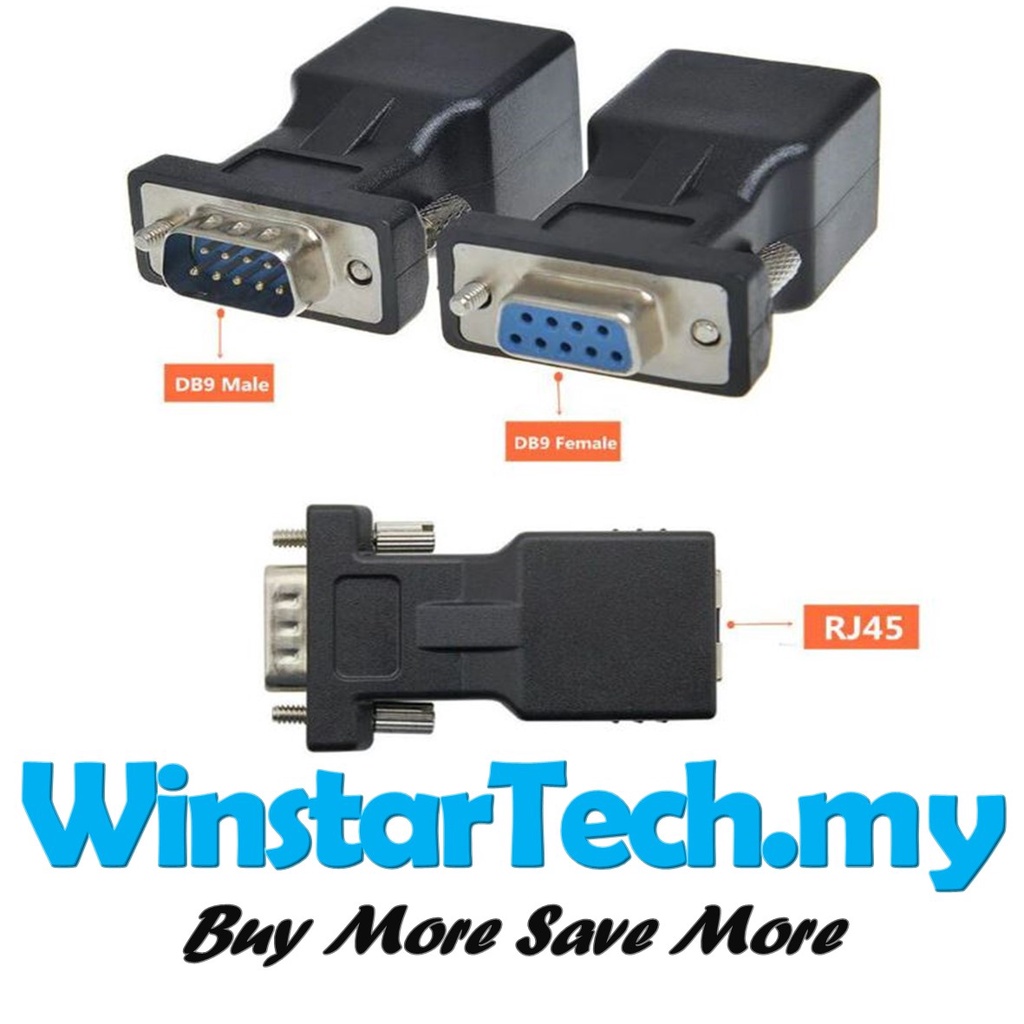 RS232 DB9 male female to RJ45 Net Adapter DB9 Port Converter COM ...
