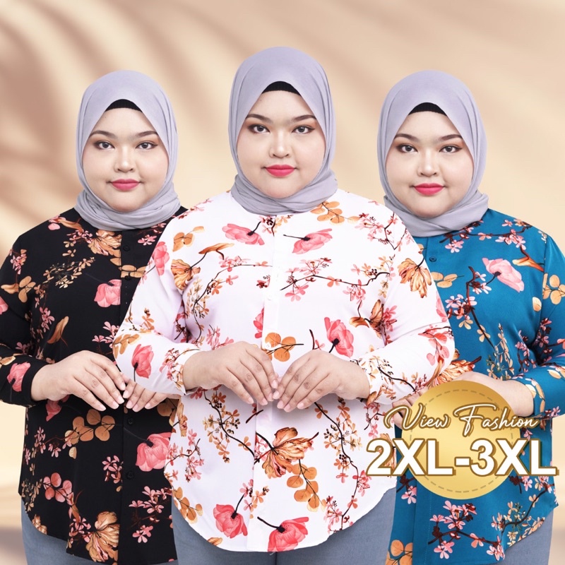 [VIEW] FS 2XL 3XL PLUS SIZE MUSLIMAH BLOUSE LILLY PRINTED 8104 | Shopee ...