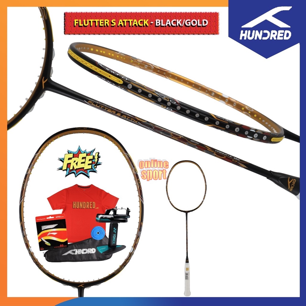 Hundred HNDRD Flutter S Attk Attack Badminton Racket | Shopee Malaysia