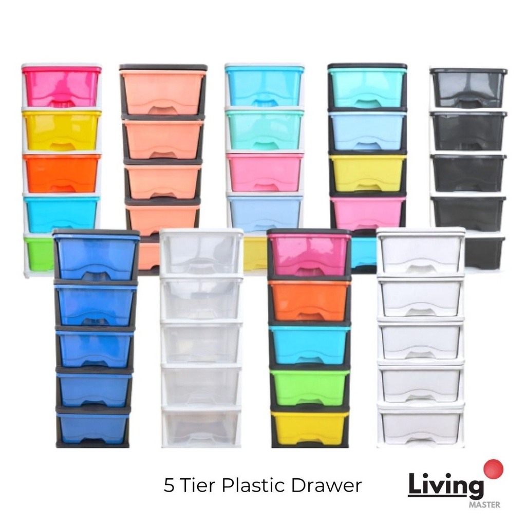Kabinet Laci Plastik Modern 5 Tier Transparent & Mix Color Plastic ...