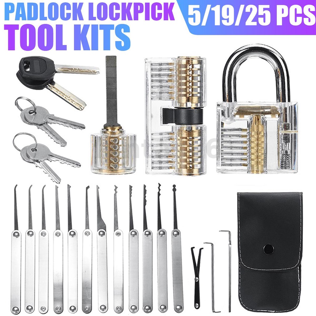 5/19/25PCS Unlocking Locksmith Practice Lock Picks Key Extractor Padlock Lockpicks Tool Kits ...
