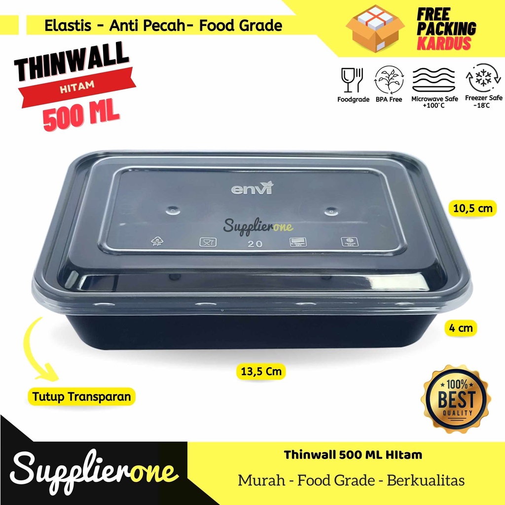 HITAM Black Premium 500ml / Special Edition Color/Plastic Lunch Box ...