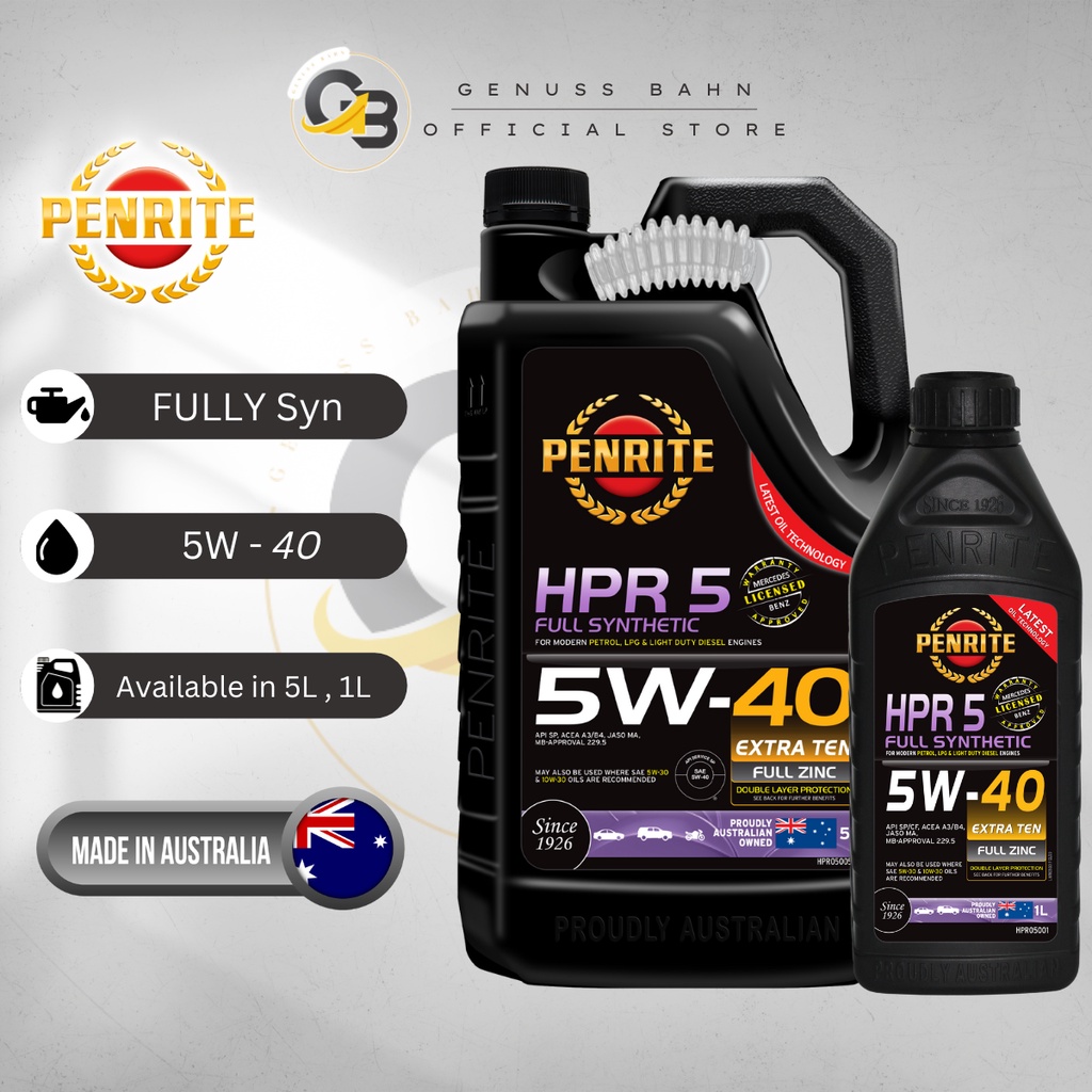 PENRITE HPR 5 5W-40 (Premium Full Synthetic) Double Protection Engine Oil 5l/1L | Shopee Malaysia
