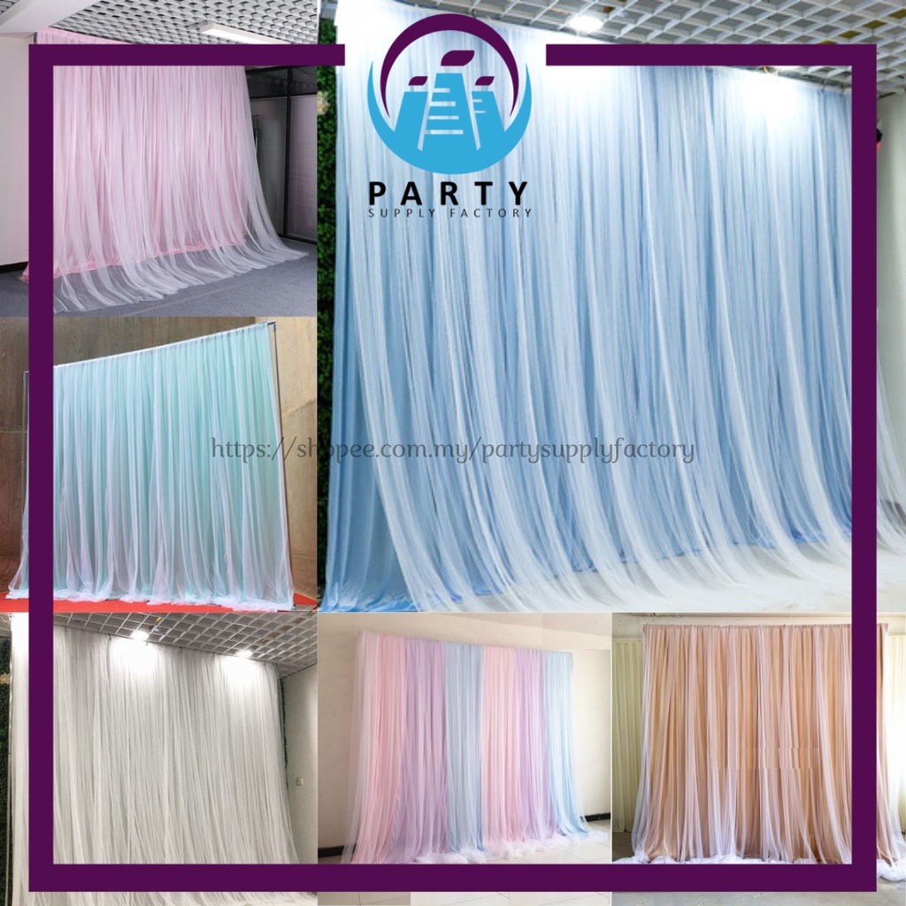 (1pcs) Backdrop Mesh And Cloth Curtain For Wedding Party Decoration 3 ...