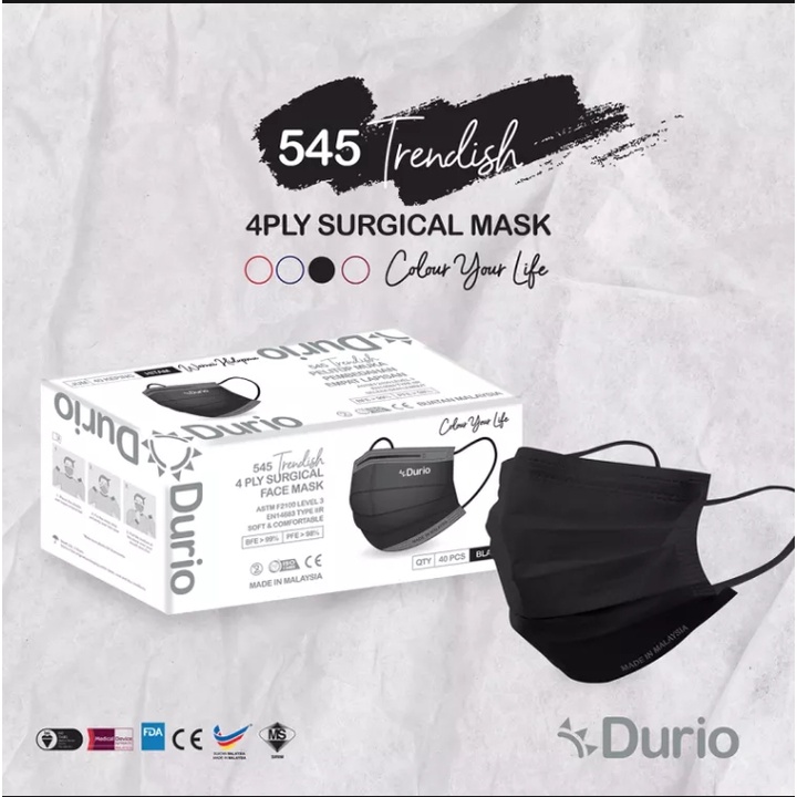 DURIO (BLACK) - Face Mask 4 Ply ( SIRIM Certified ) | Shopee Malaysia