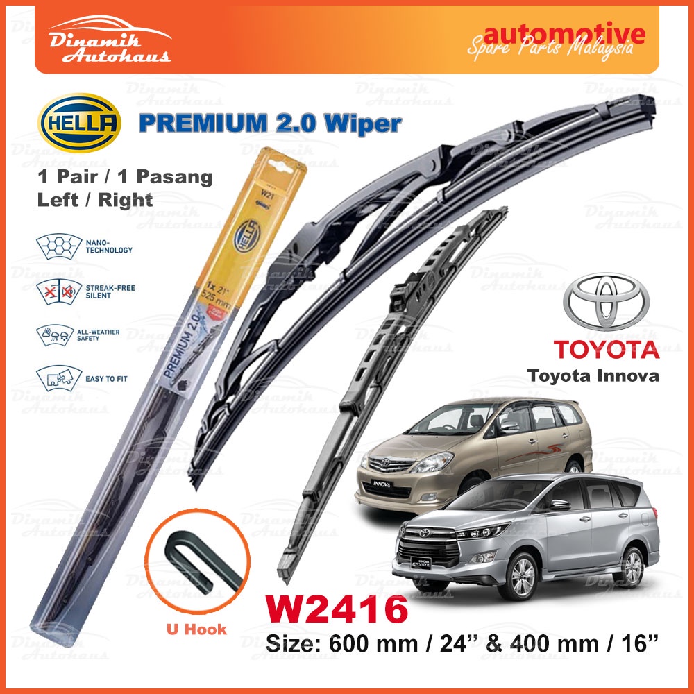 Toyota Innova Car Front Windscreen Wiper Size 24 & 16 Inch (1 Pair ...