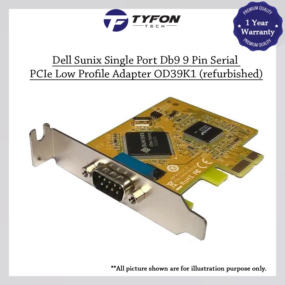 Dell Sunix Single Port Db9 9 Pin Serial PCIe Low Profile Adapter D39K1 ...