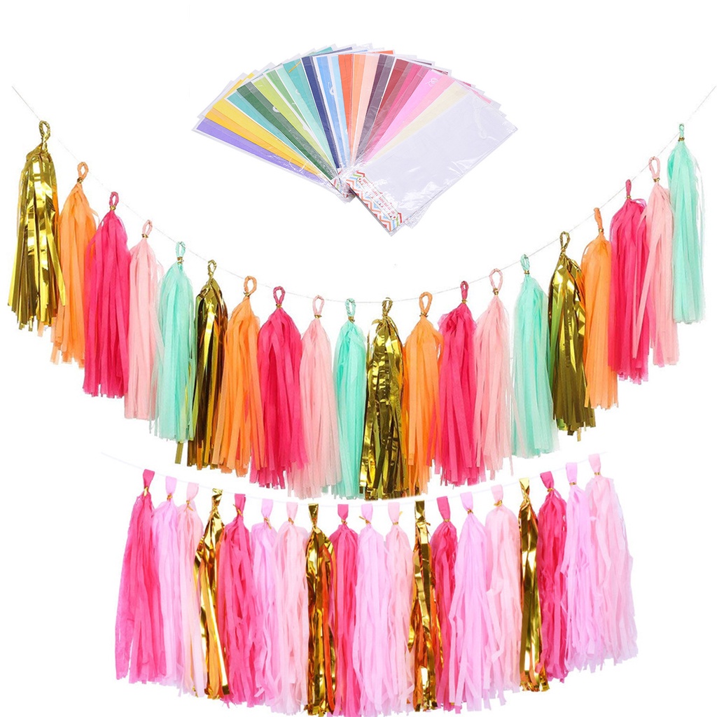 5pcs/pack Paper Foil Tassel Garland Wedding Decoration Metallic Tissue ...