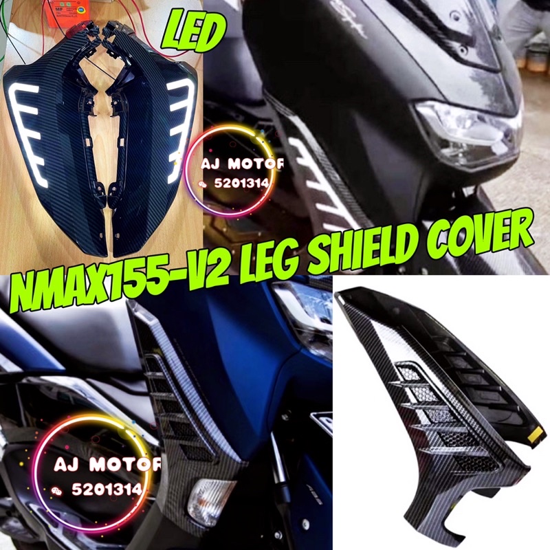 YAMAHA NMAX155 V2 LEG SHIELD SIDE COVER CARBON + LED SIGNAL LIGHT NMAX ...