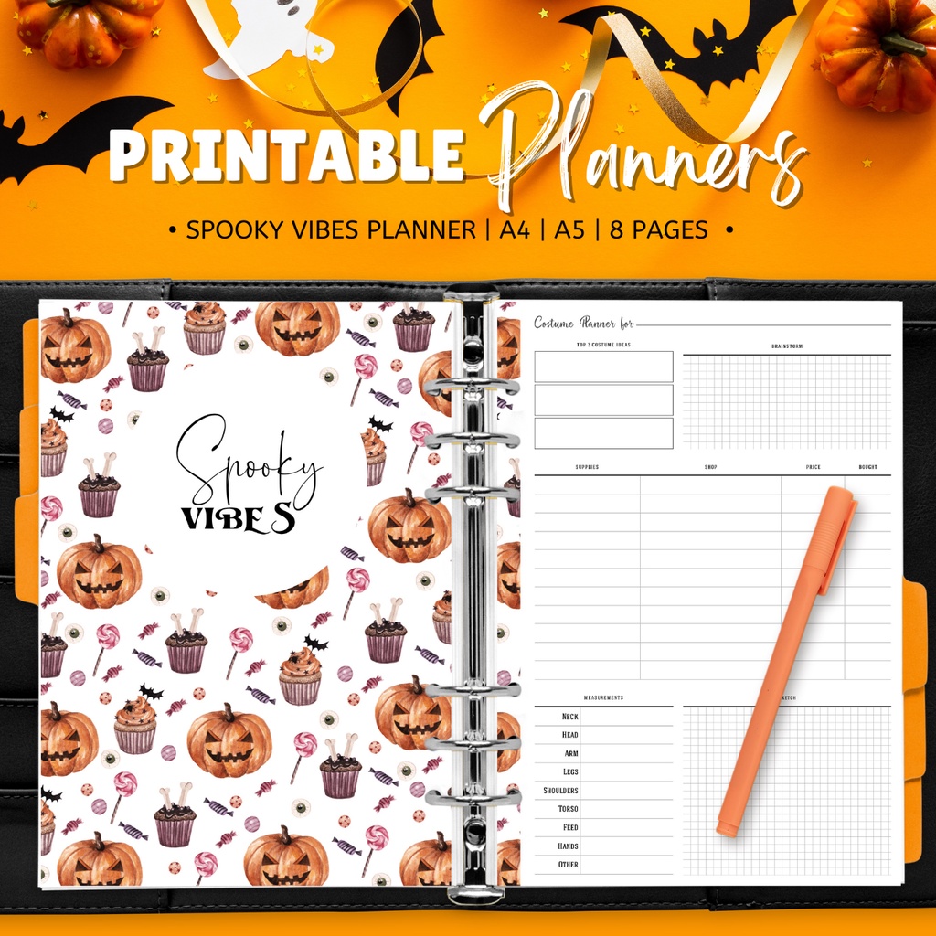 Spooky Vibes Halloween Printable Planner PDF Journal Planner Insert ...