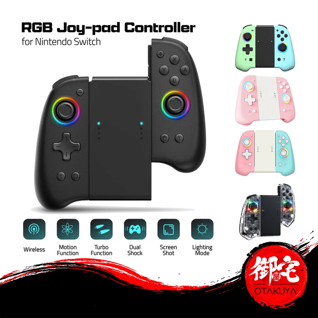 Nintendo Switch RGB Wireless Ergonomic Split Pad Pro Joy Con With 8 ...