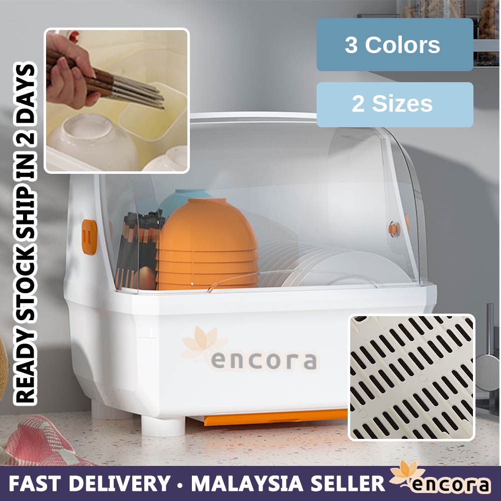 Encora Kitchen Rack Dish Storage Box With Cover Dish Drainer Rack Bekas ...