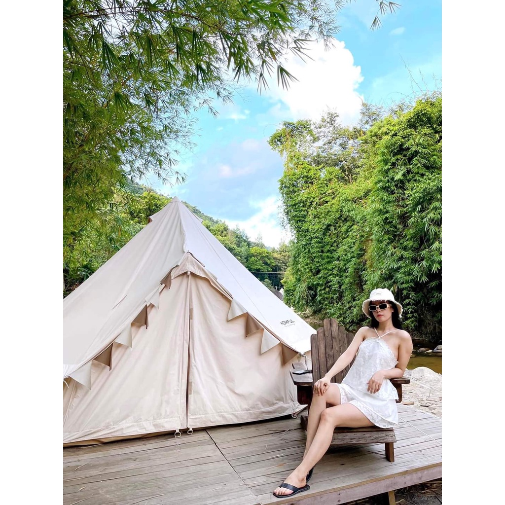Beige brown fabric Camping triangular flag string, Camping Picnic Tent ...