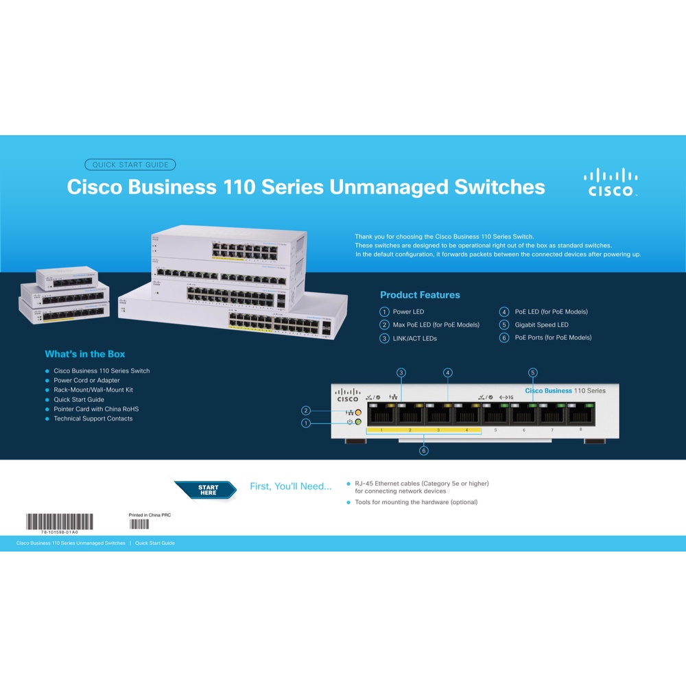Cisco Business 110 Series Unmanaged Switch CBS110 5 8 16 Port POE ...