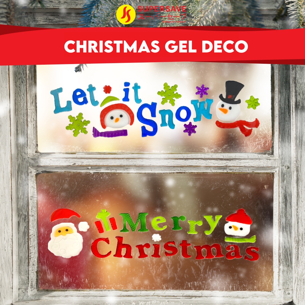 SUPERSAVE Christmas Window Jelly Decoration Gel Jel Stickers Mirror Mug ...