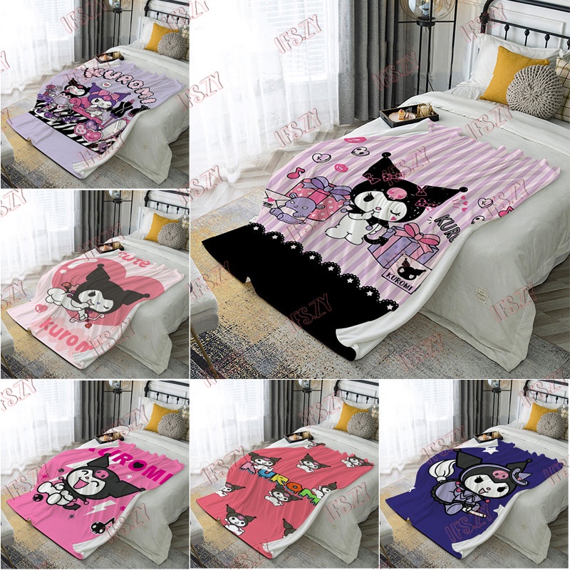4 Size Flannel Blanket Cute Cartoon Character Kuromi Single Side ...