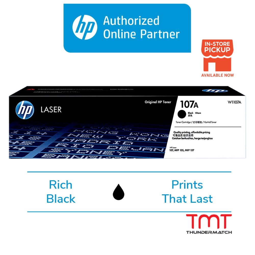 HP 107A Black Original LaserJet Toner Cartridge/1,000 Page Yield/107a ...