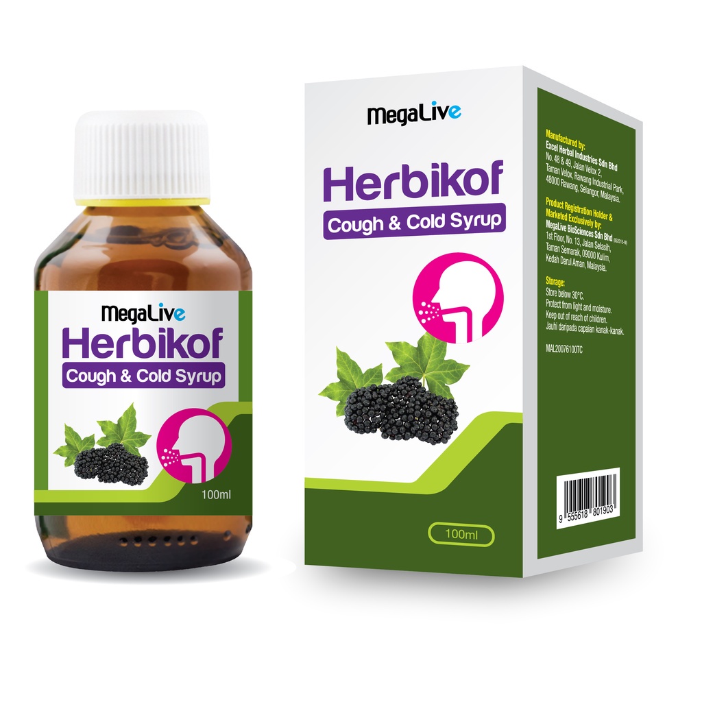 Megalive Herbikof Cough & Cold Syrup 100ml HTM Pharmacy | Shopee Malaysia