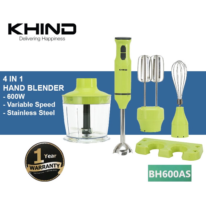 KHIND 4 In 1 Hand Blender 600w Stainless Steel BH600AS | Shopee Malaysia