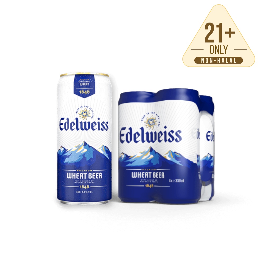 Edelweiss Alps Wheat Beer Can 4.9% Alcohol 4-Can Pack (4 x 320ml ...