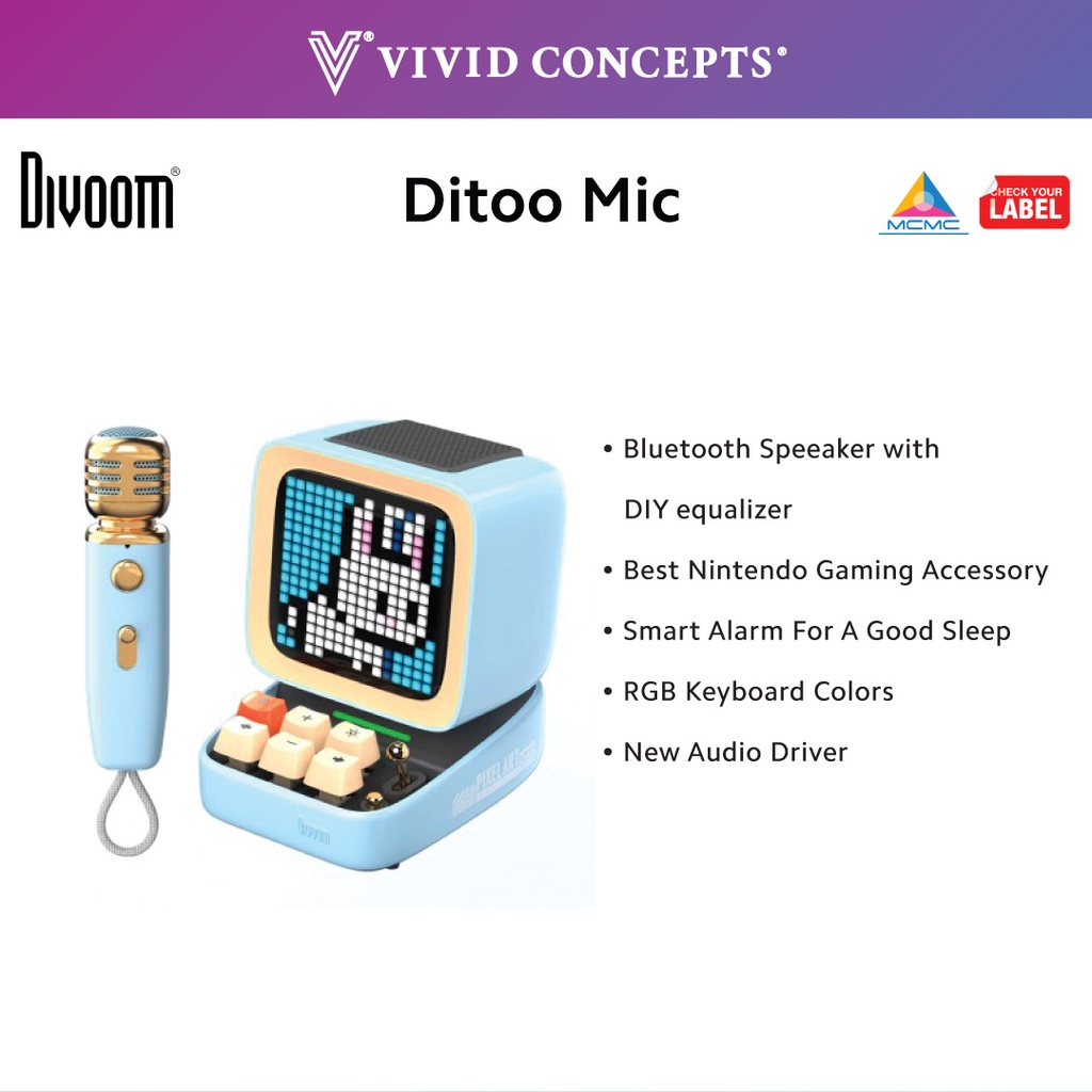 Divoom Ditoo-Mic Pixel Art Game Portable Bluetooth Speaker | Shopee Malaysia