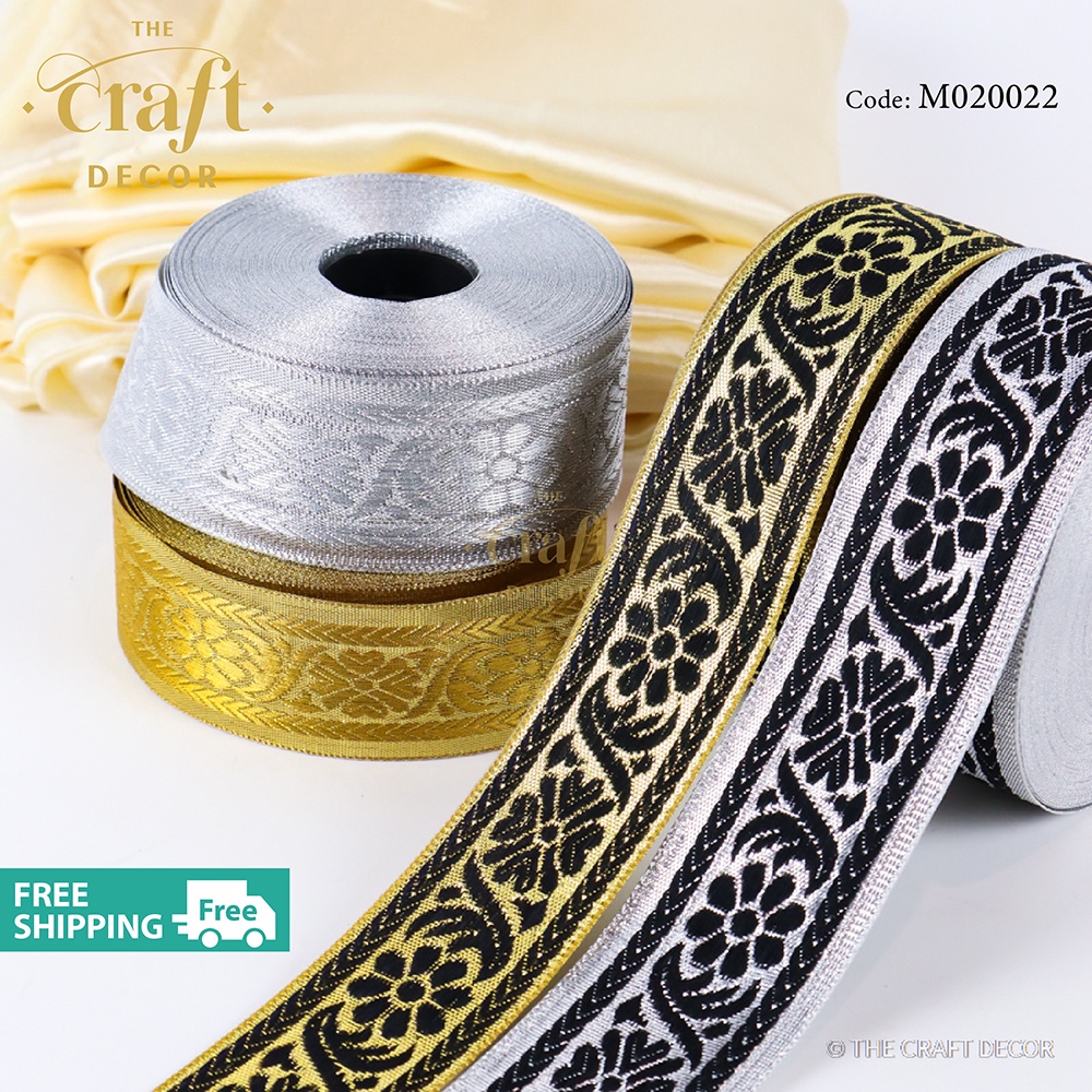 The Craft Decor Jacquard Border Lace Ribbon Trim*Jual Meter | Ribbon ...